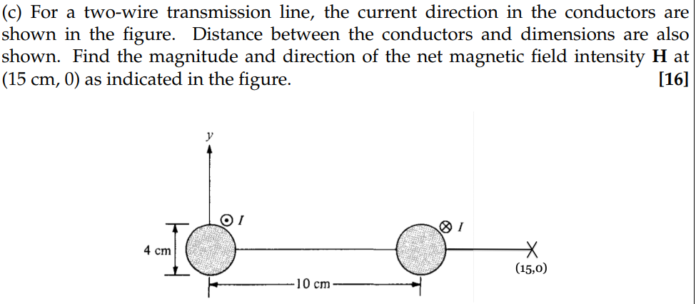 Solved (c) For a two-wire transmission line, the current | Chegg.com