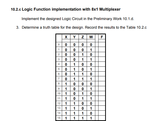 Solved 10.1 Preliminary Work Any combinational logic circuit | Chegg.com