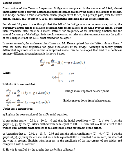 Tacoma Bridge Construction of the Tacoma Suspension | Chegg.com