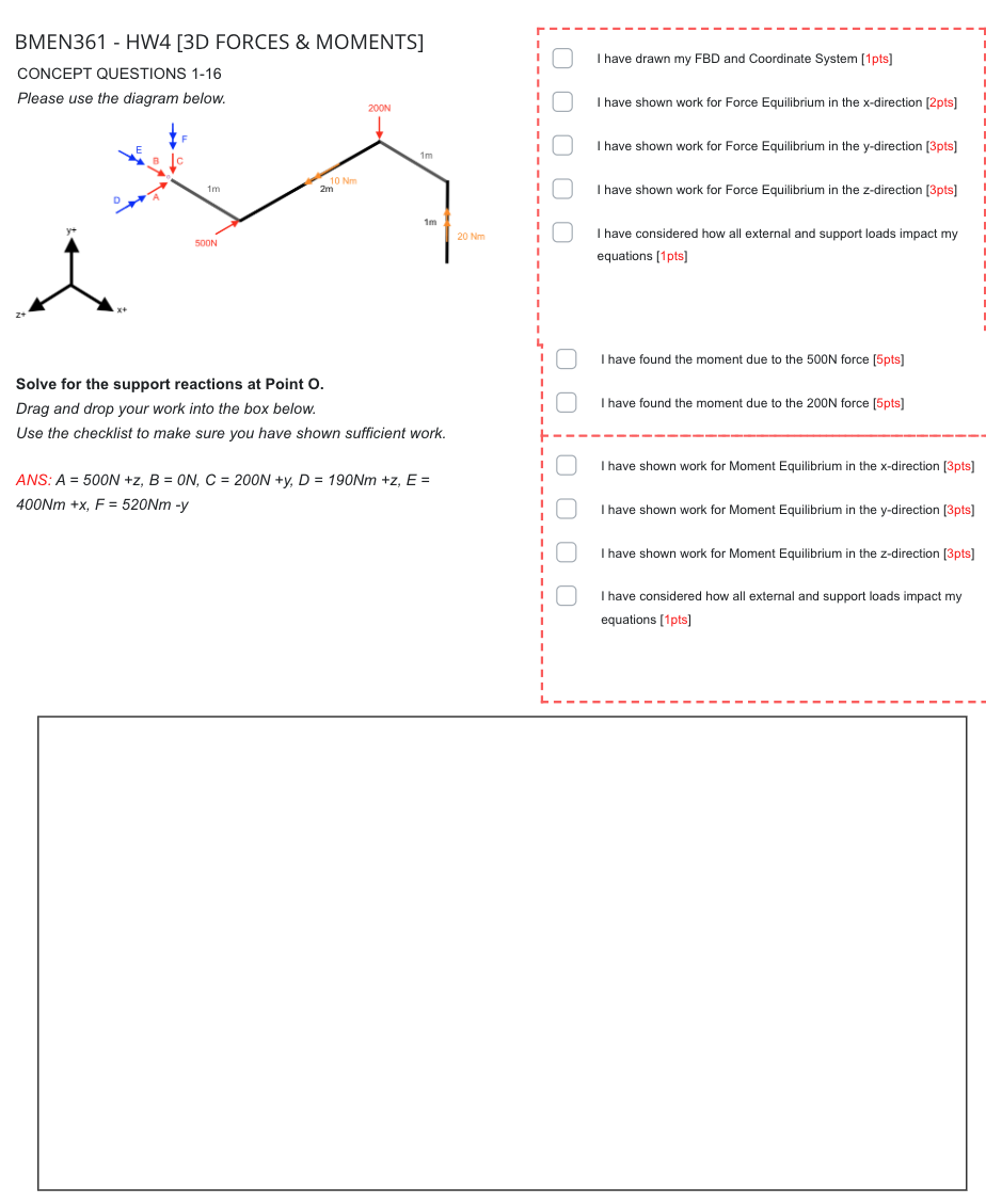 Solved BMEN361 - HW4 [3D FORCES \& MOMENTS] CONCEPT | Chegg.com