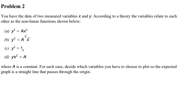 Solved Problem 2 You have the data of two measured variables | Chegg.com