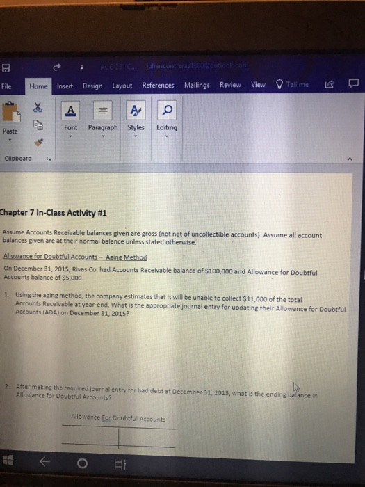 Solved File Insert Design Layout References Mailings Review | Chegg.com