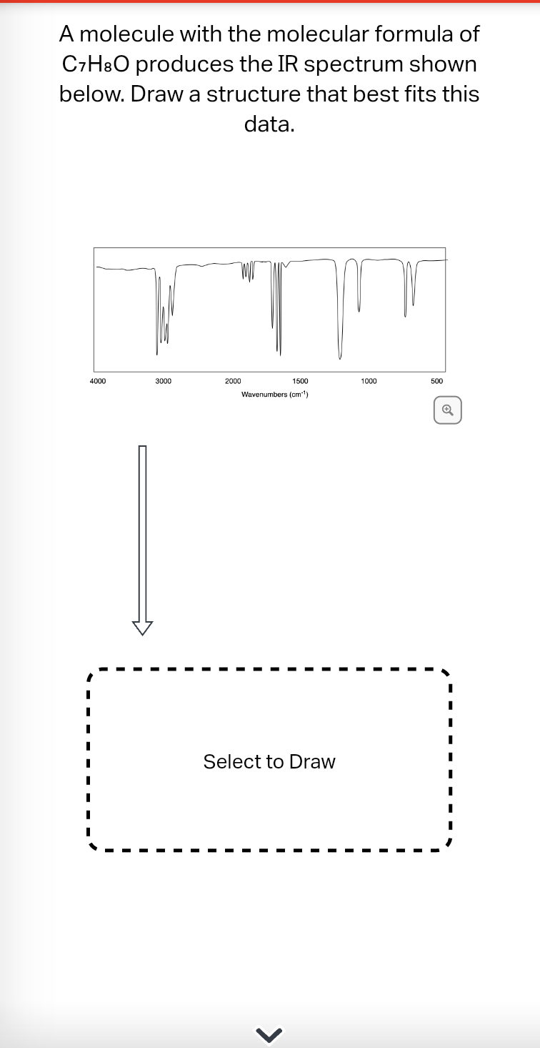 Solved A molecule with the molecular formula of C7H8O | Chegg.com