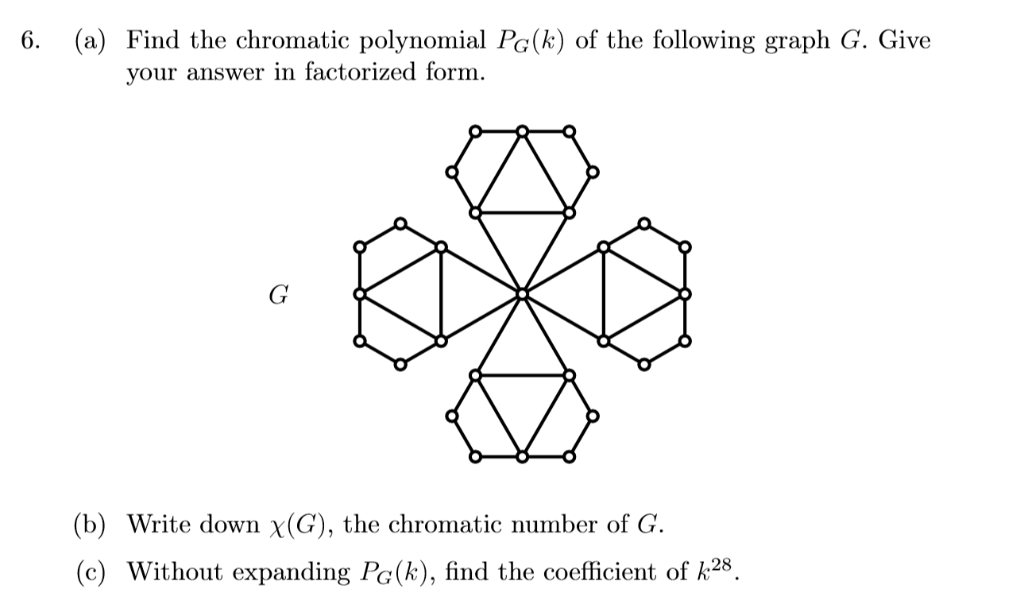 Solved (a) Find the chromatic polynomial PG(k) of the | Chegg.com