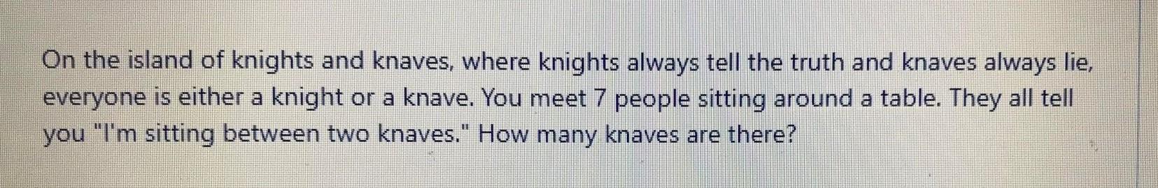 Solved On the island of knights and knaves, where knights | Chegg.com