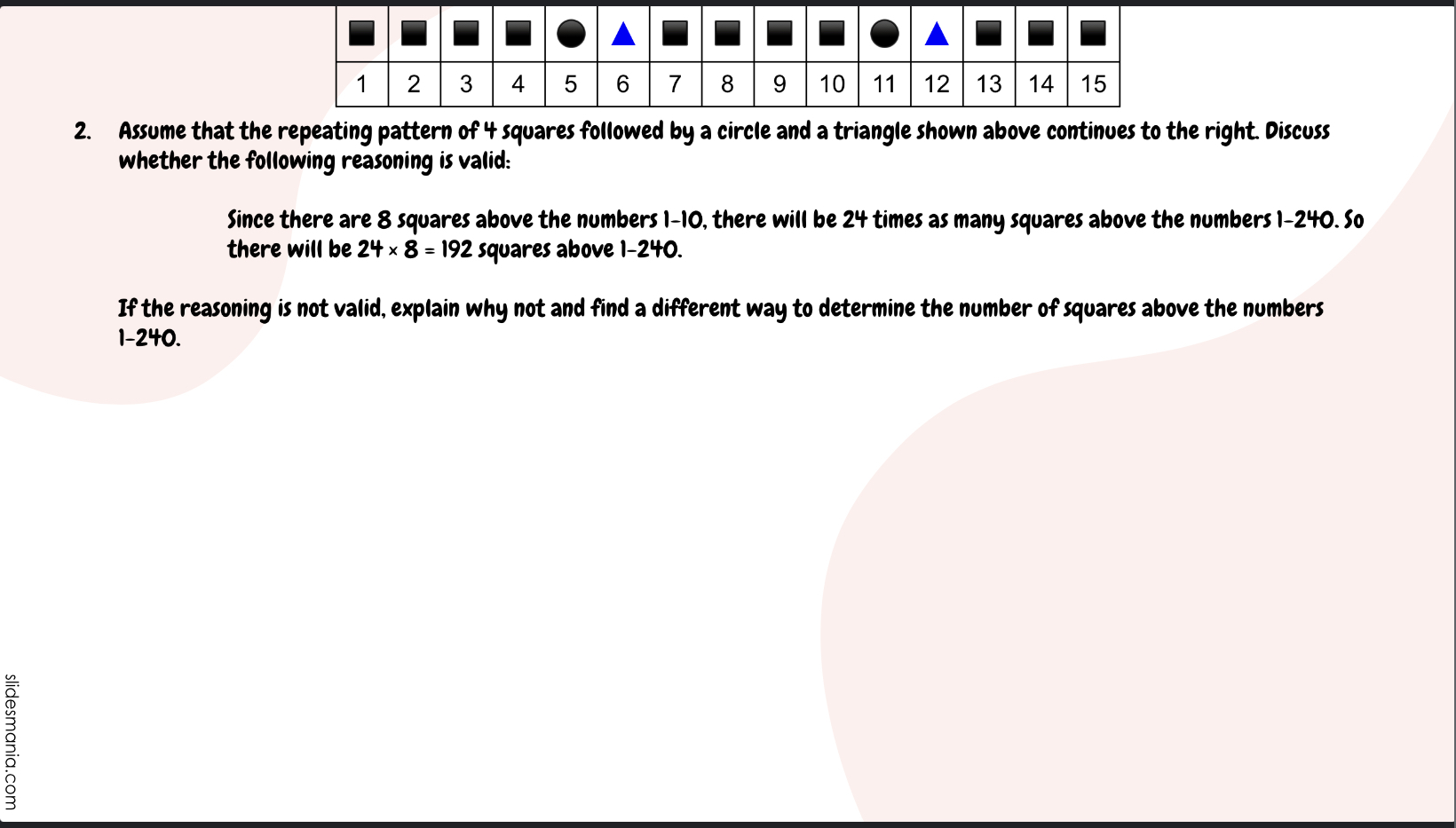 Solved 2. Assume that the repeating pattern of 4 squares | Chegg.com