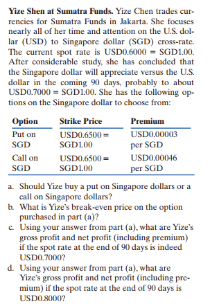Solved Yize Shen at Sumatra Funds. Yize Chen trades | Chegg.com