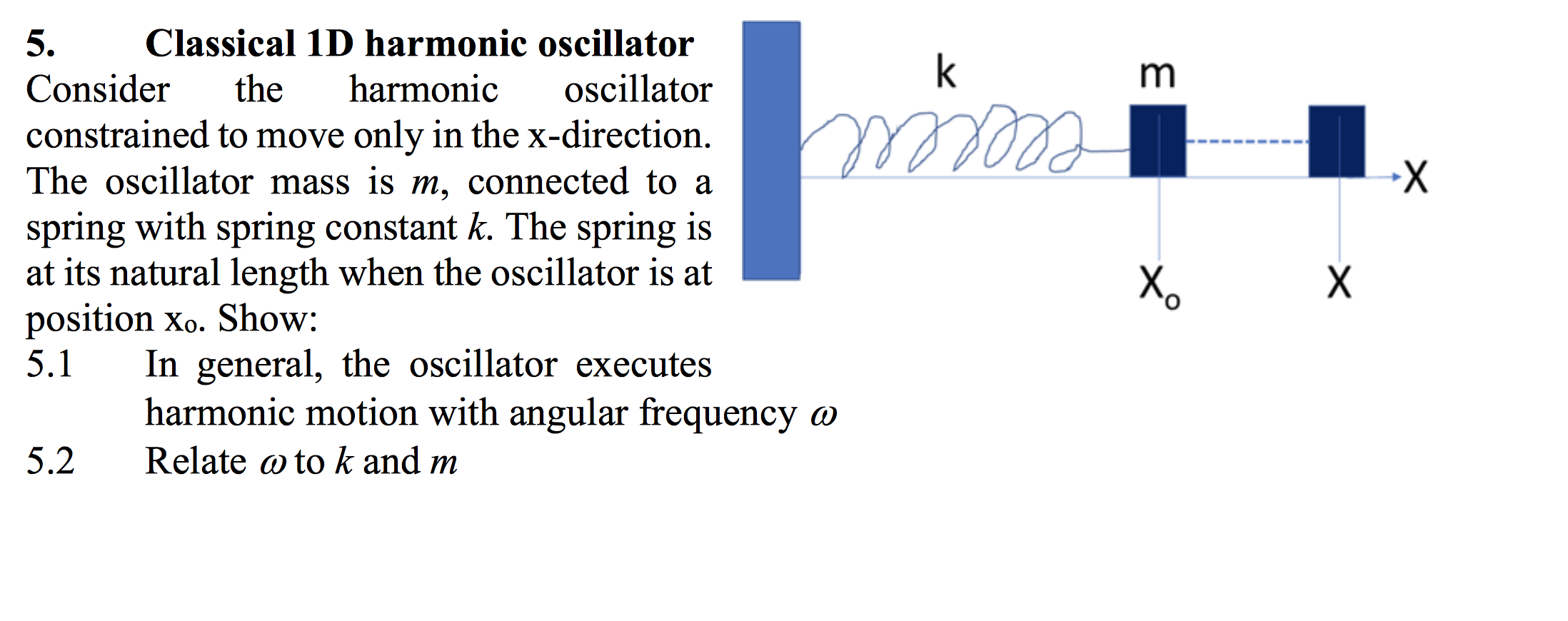 Solved k m bröva X 5. Classical 1D harmonic oscillator | Chegg.com