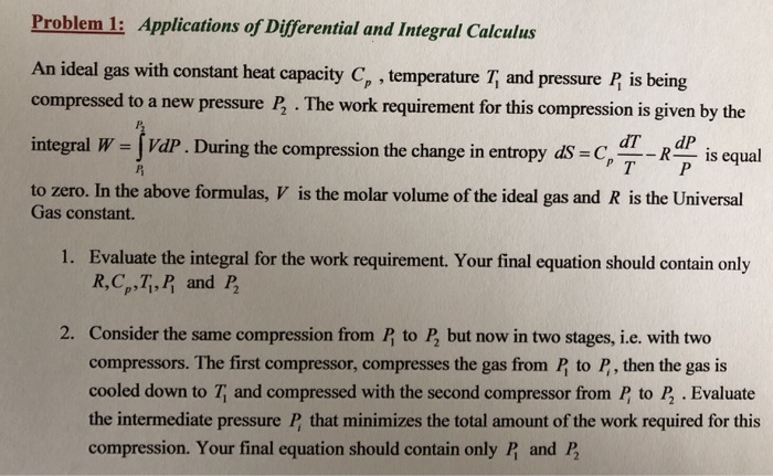 Solved Problem 1: Applications of Differential and Integral | Chegg.com