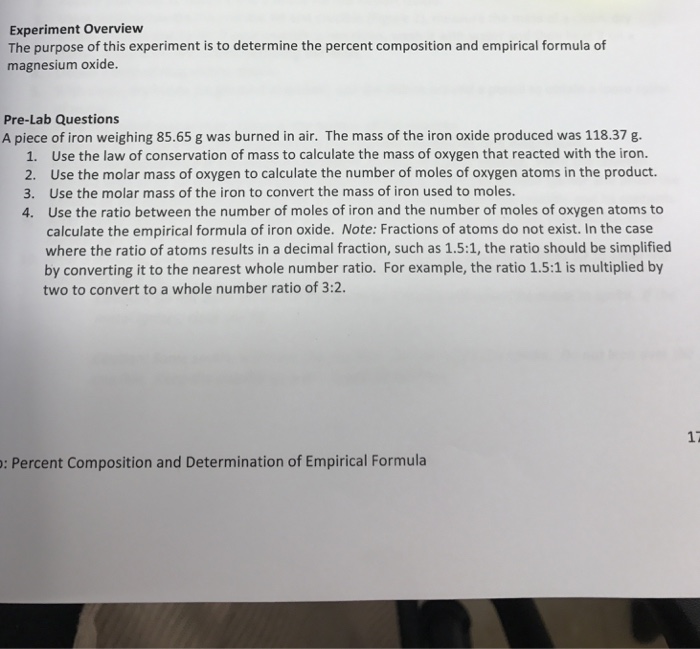 Solved Experiment Overview The purpose of this experiment is | Chegg.com