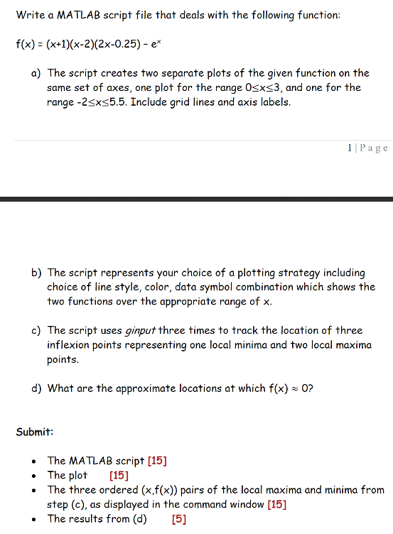 Solved Write a MATLAB script file that deals with the | Chegg.com