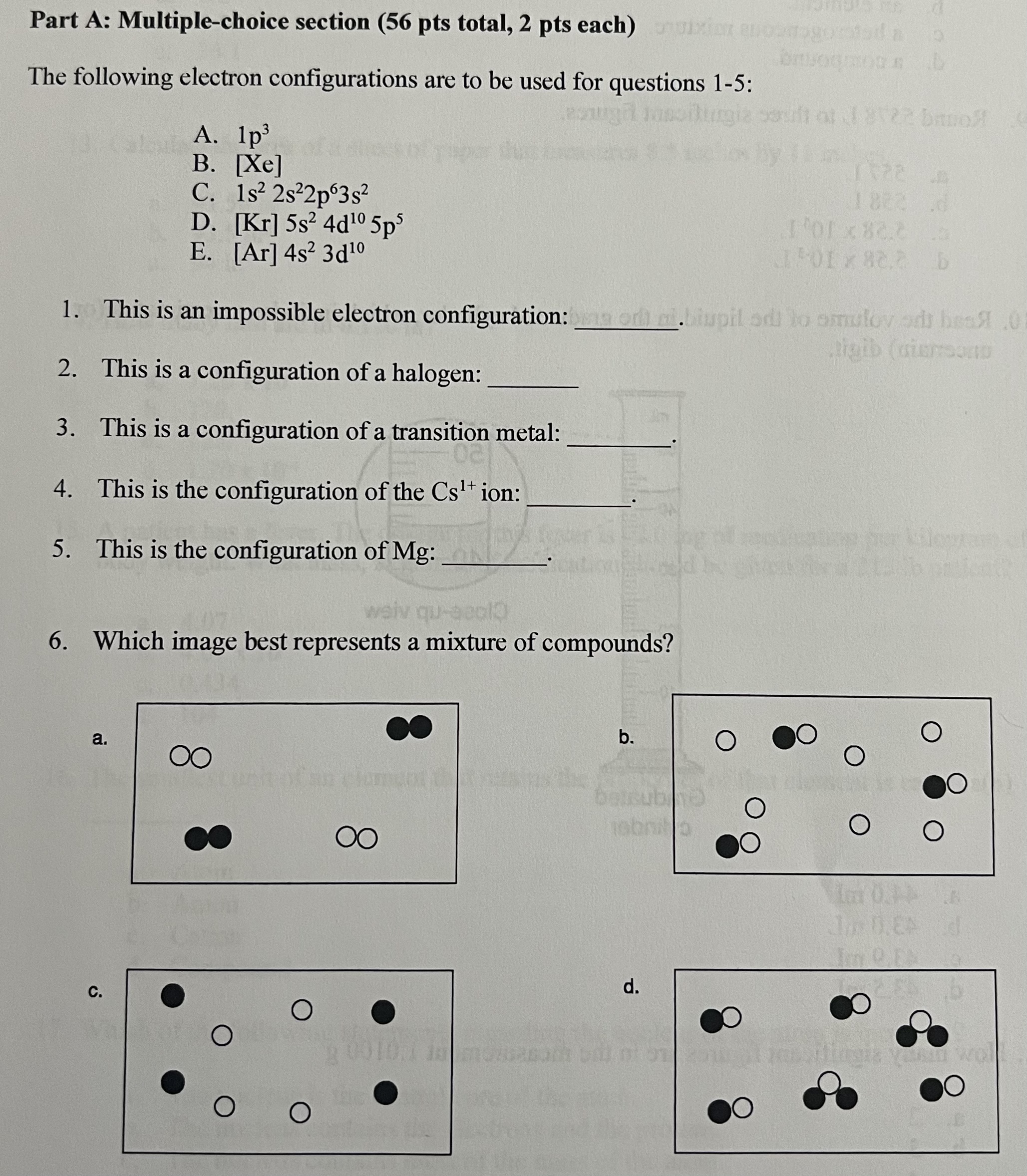 Solved Part A: Multiple-choice section ( 56 pts total, 2 pts | Chegg.com