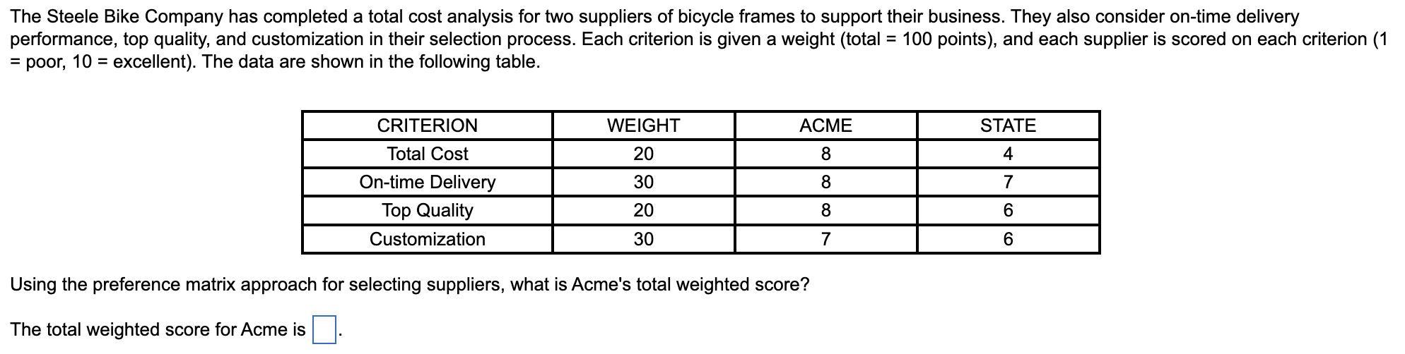 Solved The Steele Bike Company has completed a total cost | Chegg.com