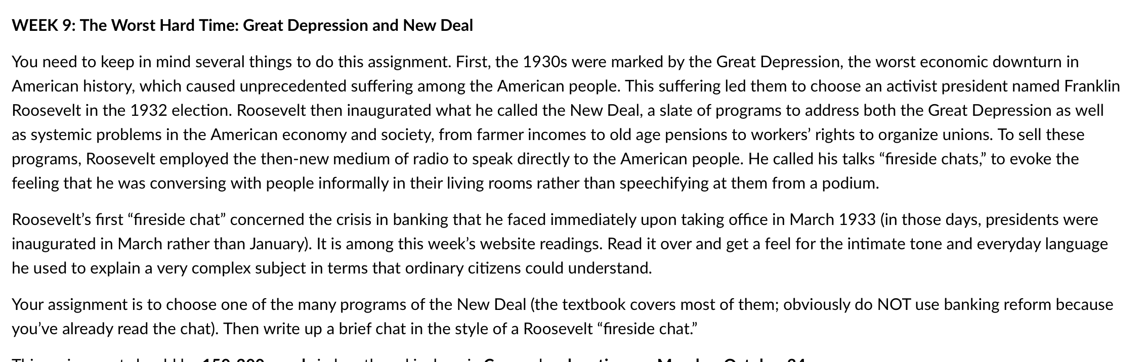 WEEK 9: The Worst Hard Time: Great Depression and New | Chegg.com