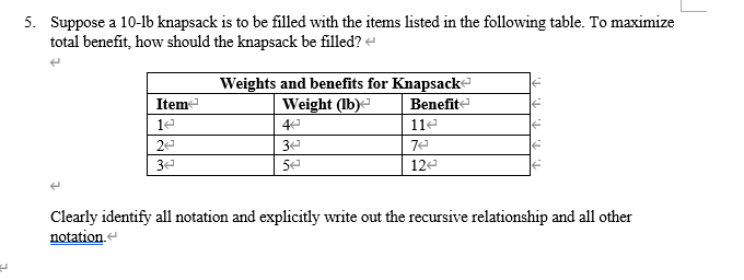 Solved Suppose a 10-1b knapsack is to be filled with the | Chegg.com Solved Suppose a 10-1b knapsack is to be filled with the | Chegg.com