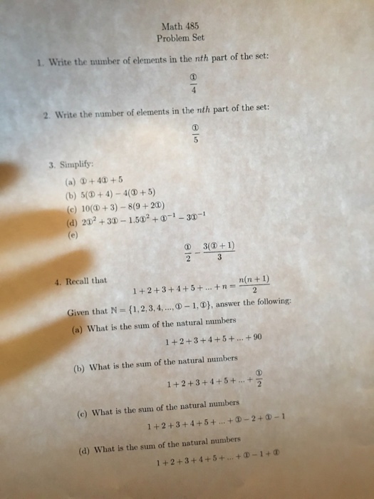 Solved Math 485 Problem Set 1. Write the number of elements | Chegg.com