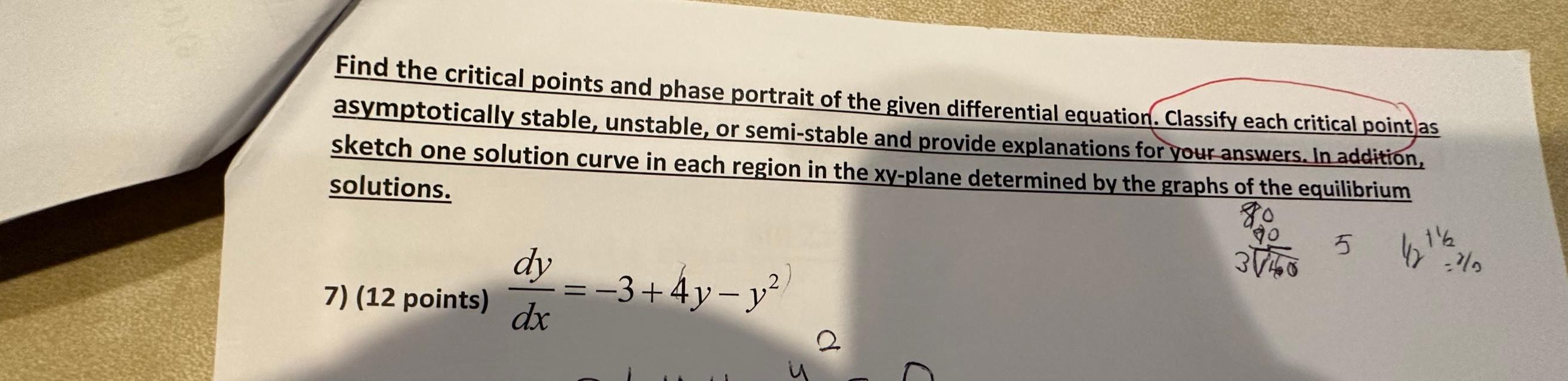 Solved Find the critical points and phase portrait of the | Chegg.com