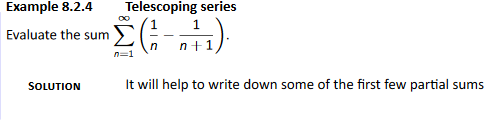 Solved Telescoping series Example 8.2.4 Evaluate the sum Ź | Chegg.com