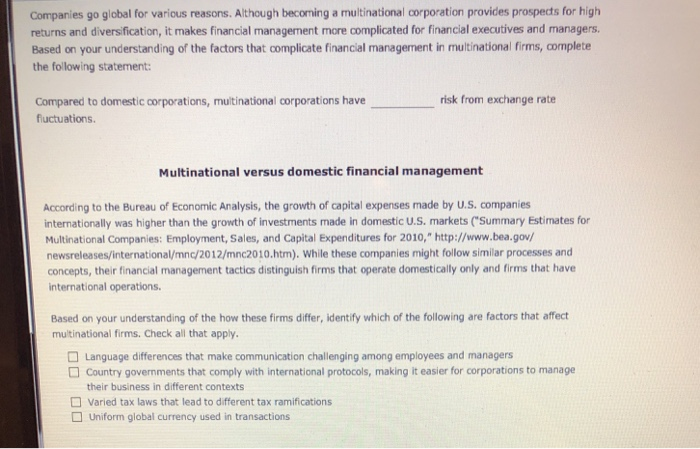 Solved 1. Multinational corporations Aa Aa Why do companies | Chegg.com