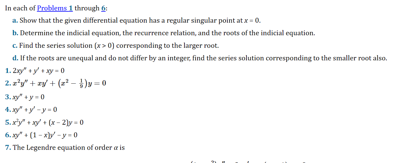 Solved In each of Problems 1 through 6 : a. Show that the | Chegg.com