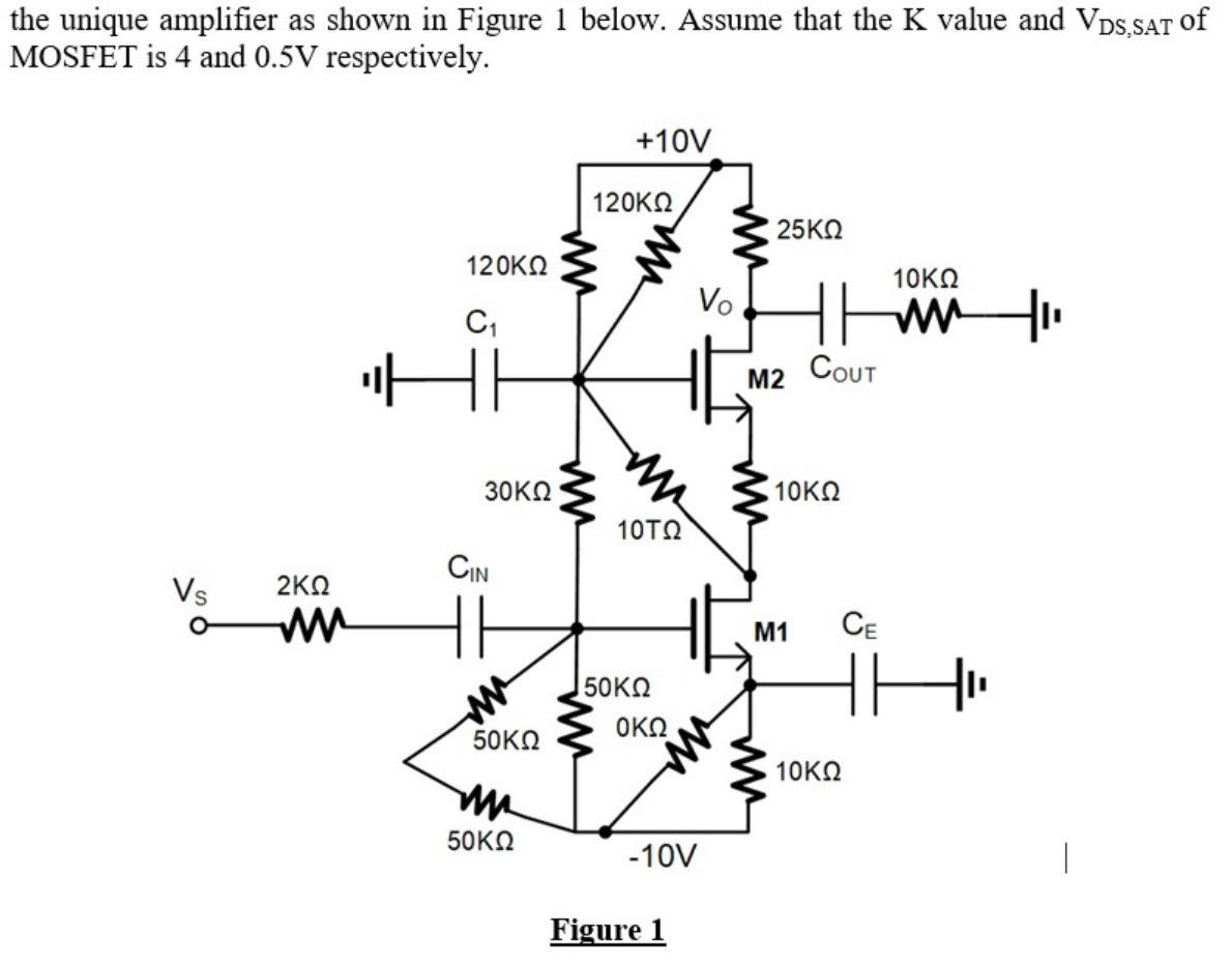 Solved the unique amplifier as shown in Figure 1 below. | Chegg.com