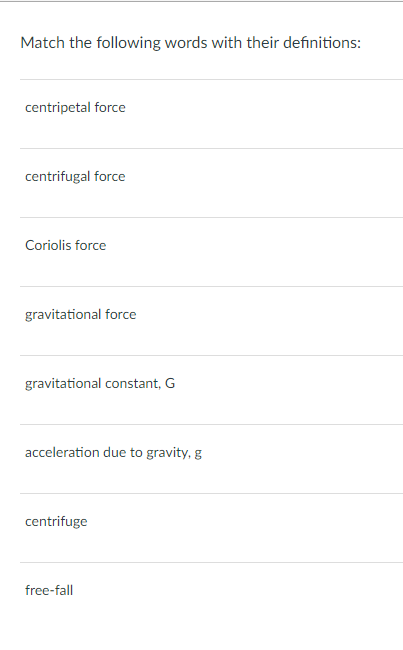 Solved Match the following words with their definitions: | Chegg.com