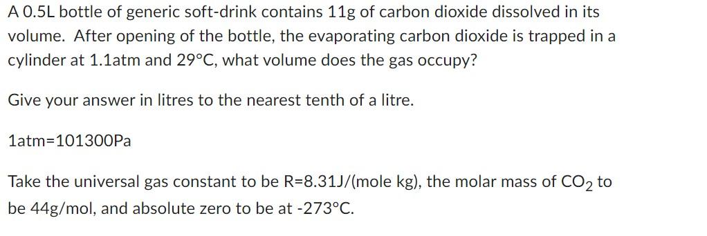 Solved A 0.5 L bottle of generic soft-drink contains 11 g of | Chegg.com