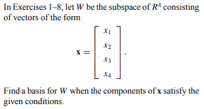 Solved In Exercises 1−8, let W be the subspace of R4 | Chegg.com