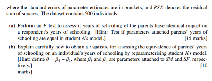 Solved 4. Student A regresses S, a measure of years of | Chegg.com