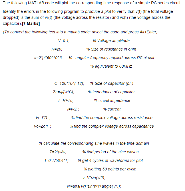 Solved The following MATLAB code will plot the corresponding | Chegg.com