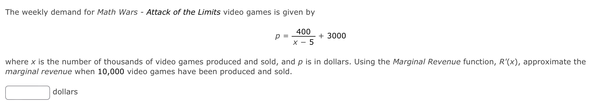 Solved The weekly demand for Math Wars - Attack of the | Chegg.com