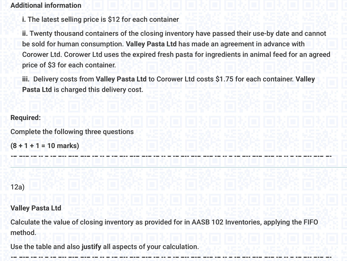 Valley Pasta Ltd is a business that sells a fresh | Chegg.com