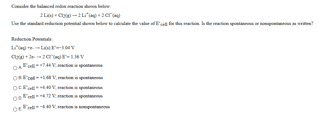 Solved Consider the balanced redox reaction shown below: 2 | Chegg.com
