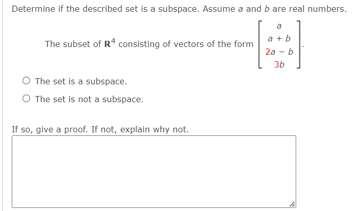 Solved The subset of R4 consisting of vectors of the form | Chegg.com