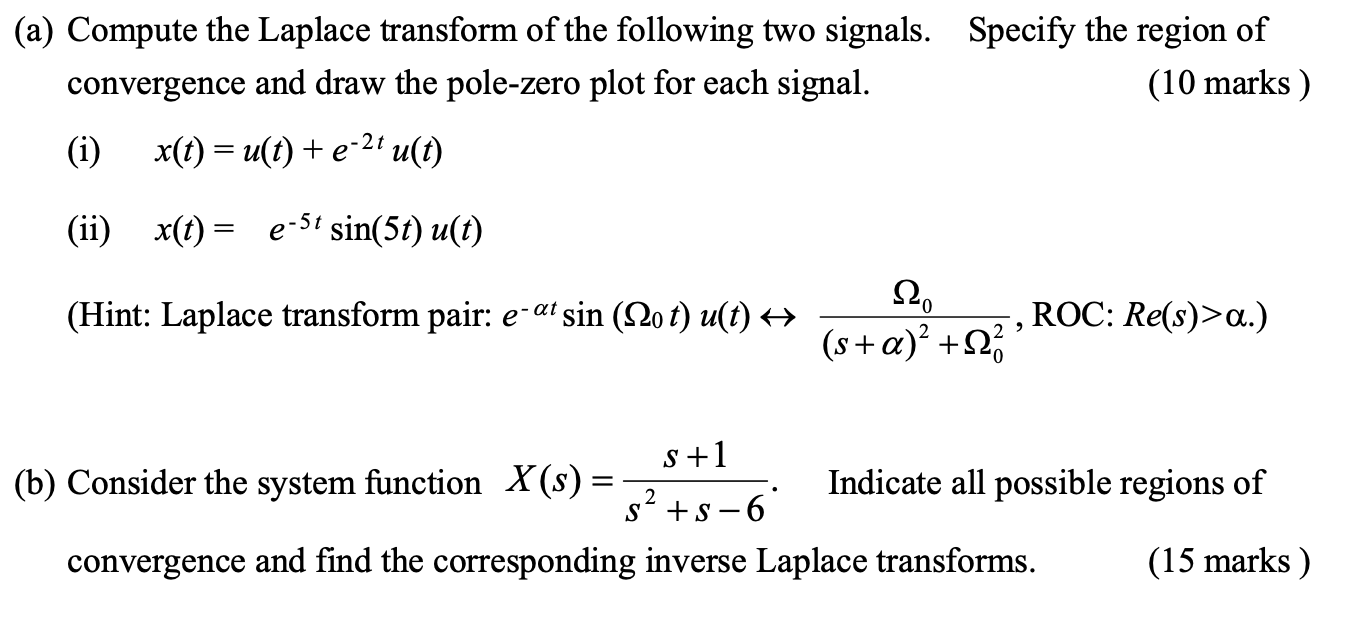 Solved (a) Compute the Laplace transform of the following | Chegg.com