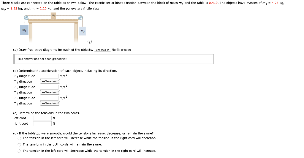 Solved Three blocks are connected on the table as shown | Chegg.com