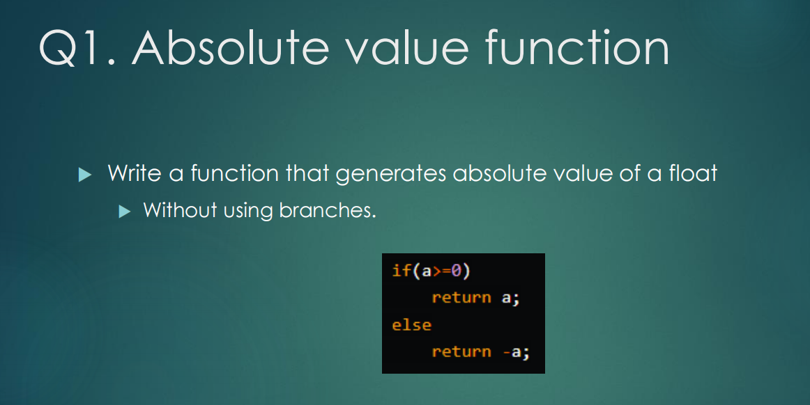 Solved Q1. Absolute value function Write a function that | Chegg.com