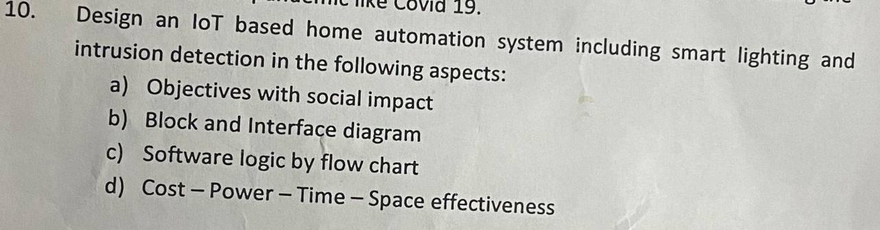 Solved Design an loT based home automation system including | Chegg.com