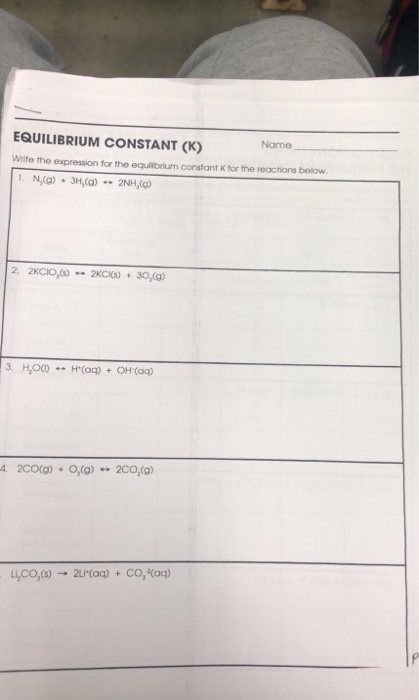 Solved CALCULATIONS USING THE EQUILIBRIUM CONSTANT Using the | Chegg.com