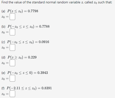 Solved Find the value of the standard normal random variable | Chegg.com