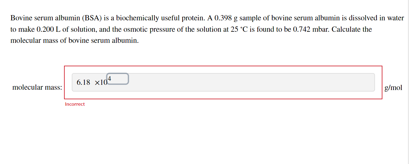 Solved Bovine serum albumin (BSA) is a biochemically useful | Chegg.com