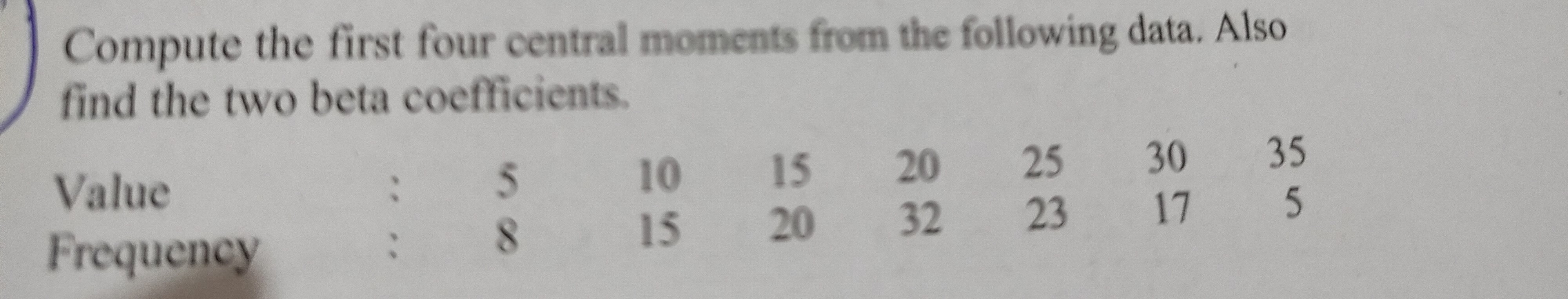 Solved Compute the first four central moments from the | Chegg.com