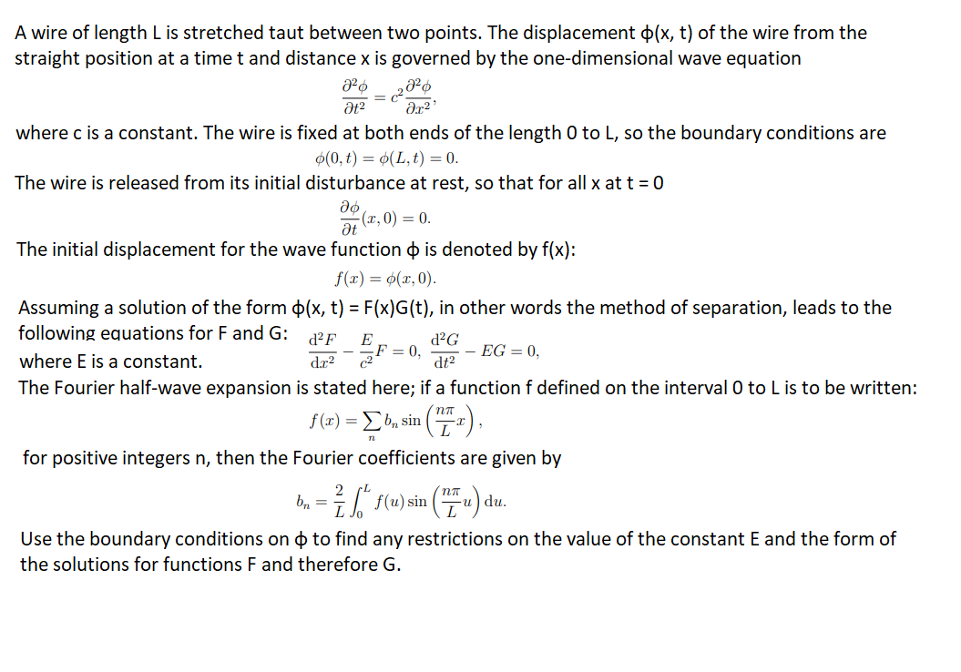 Solved A wire of length L is stretched taut between two | Chegg.com
