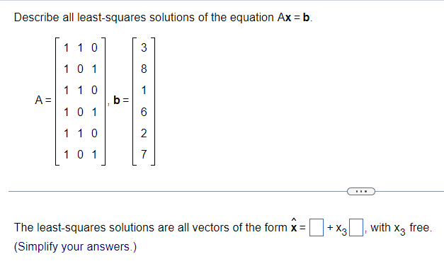 Solved Describe all least-squares solutions of the equation | Chegg.com