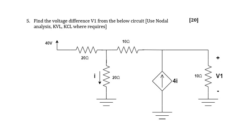 Solved Find the voltage difference V1 ﻿from the below | Chegg.com