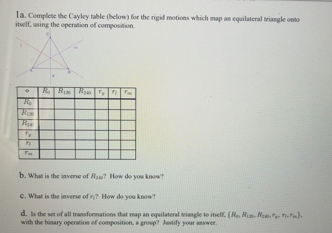 Solved Complete the Cayley table (below) for the rigid | Chegg.com