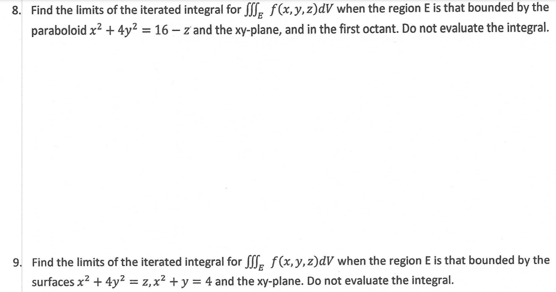 Solved 8. Find the limits of the iterated integral for Se | Chegg.com