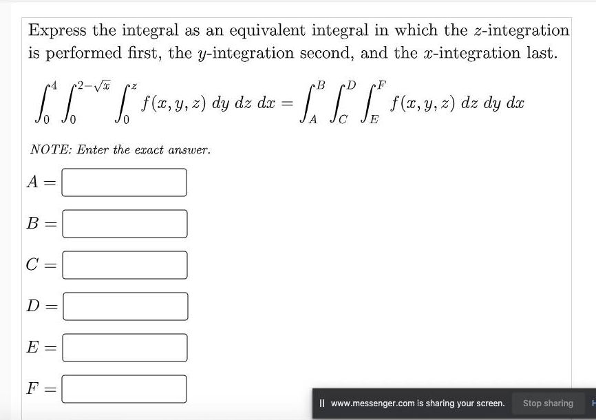 Solved Express the integral as an equivalent integral in | Chegg.com
