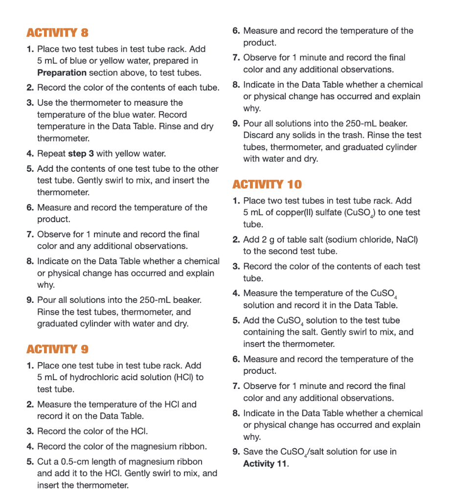 ACTIVITY ACTIVITY 1 1. Place two test tubes in test | Chegg.com