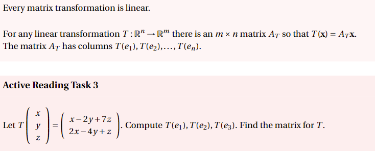 Solved Every matrix transformation is linear. For any linear | Chegg.com
